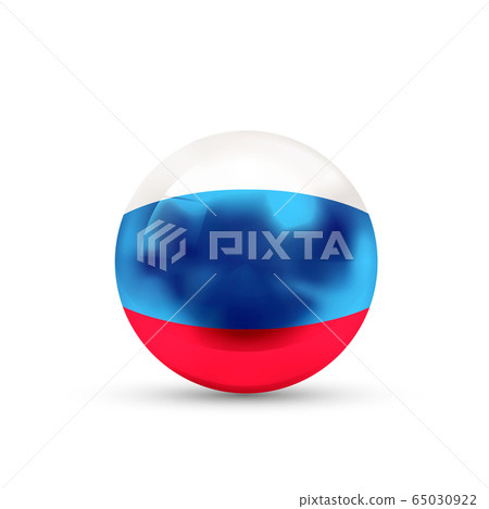 Russia flag projected as a glossy sphere on a - Stock Illustration ...
