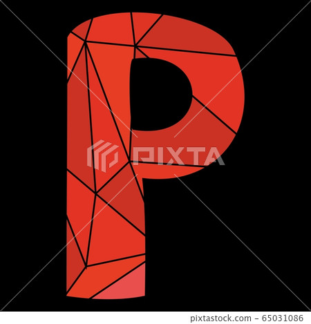 P red alphabet vector letter isolated on black... - Stock Illustration ...