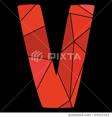V red alphabet vector letter isolated on black... - Stock Illustration ...