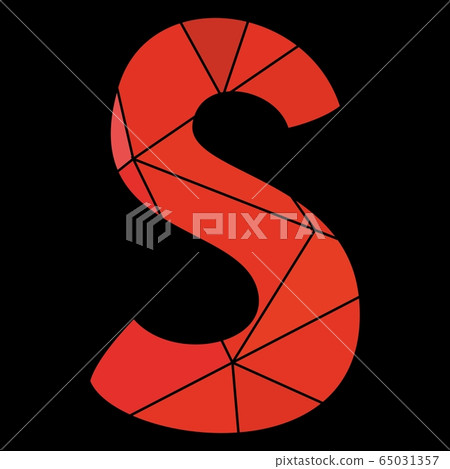S red alphabet vector letter isolated on black... - Stock Illustration ...