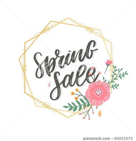 Spring Sale Word Hanging on Leaves with Strings.-插圖素材 [65031575] - PIXTA圖庫