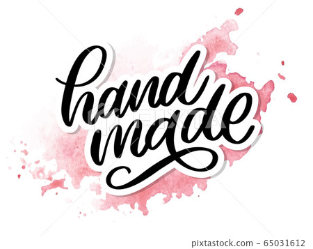 Hand made. Vector icon. Sign. Hand lettering. - Stock Illustration ...