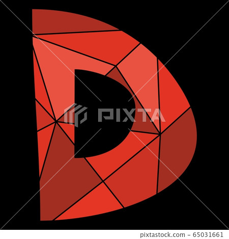 D red alphabet vector letter isolated on black... - Stock Illustration ...
