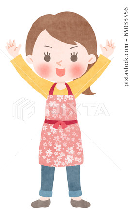 Person housewife banzai pose whole body - Stock Illustration [65033556 ...