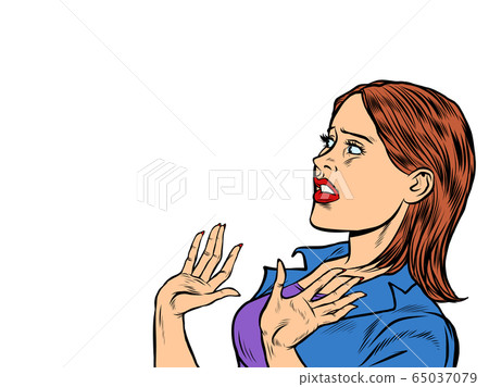 Woman scared emotions reaction - Stock Illustration [65037079] - PIXTA