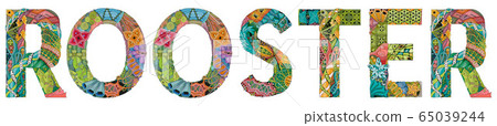 Word rooster. Vector zentangle object for - Stock Illustration ...