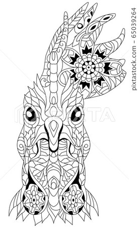 Zentangle rooster head. Hand drawn decorative - Stock Illustration ...