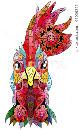 Zentangle rooster head. Hand drawn decorative - Stock Illustration ...