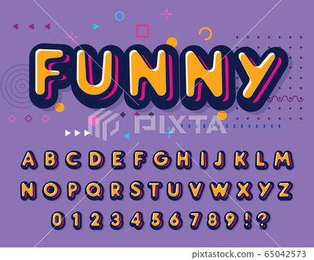 Color font. Funny letters and numbers set.... - Stock Illustration ...