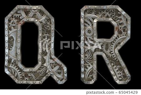 Set of mechanical alphabet made from rivet... - Stock Illustration ...