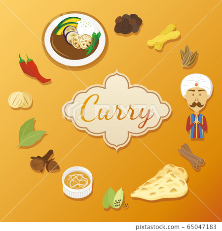 Curry set with background - Stock Illustration [65047183] - PIXTA