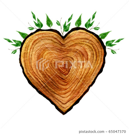 Watercolour wooden Heart isolated on white... - Stock Illustration ...
