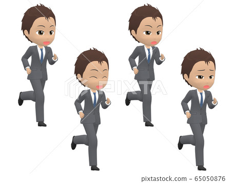 [Running] Black man suit short diagonal - Stock Illustration [65050876 ...