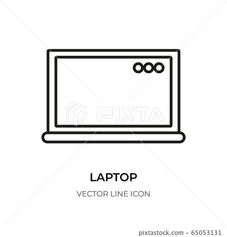 Laptop black line icon computer pc notebook vector - Stock Illustration ...