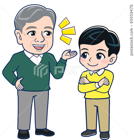 Uncle talking to his grandson - Stock Illustration [65058478] - PIXTA