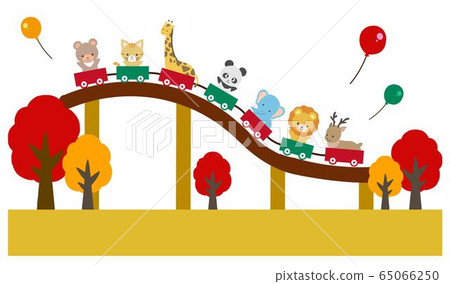 Cute animals riding a roller coaster-stock... - Stock Illustration ...