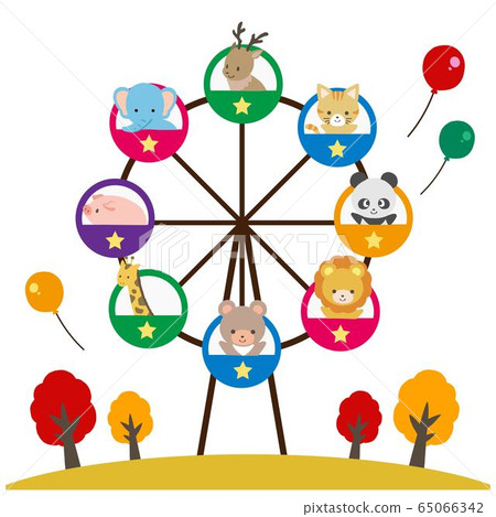 Cute animals riding a ferris wheel-stock... - Stock Illustration ...