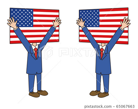 USA USA flag character personification Banzai... - Stock Illustration ...