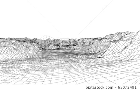 Abstract 3d wire-frame landscape. Blueprint style - Stock Illustration ...