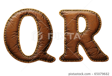 Set of leather letters Q, R uppercase. 3D... - Stock Illustration ...