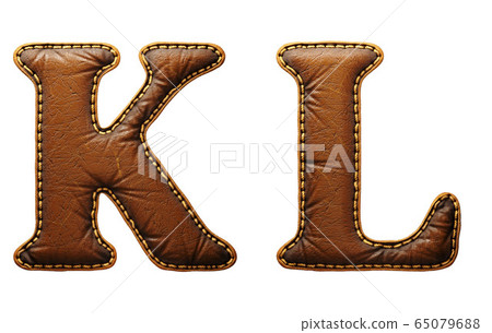 Set of leather letters K, L uppercase. 3D... - Stock Illustration ...