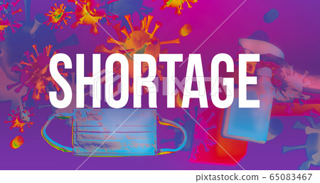 Shortage theme with face mask and spray bottle-插圖素材 [65083467] - PIXTA圖庫