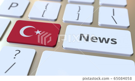 News text and flag of Turkey on the keys of a... - Stock Illustration ...
