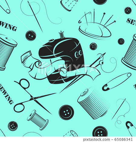 Cutting and Sewing seamless pattern background - Stock Illustration ...