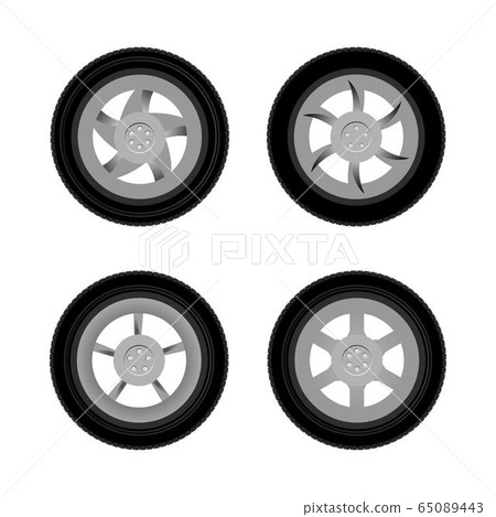 Vector car wheels set isolated on white - Stock Illustration [65089443 ...