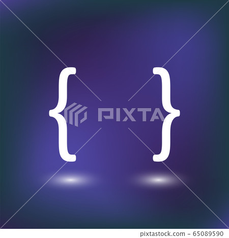 White Curly Bracket Icon Isolated on Blue... - Stock Illustration ...