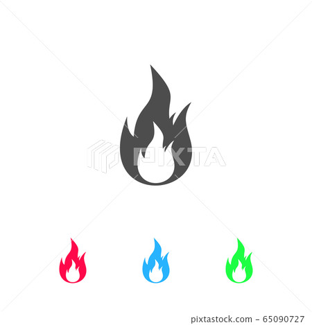 Flame gas fire icon flat - Stock Illustration [65090727] - PIXTA