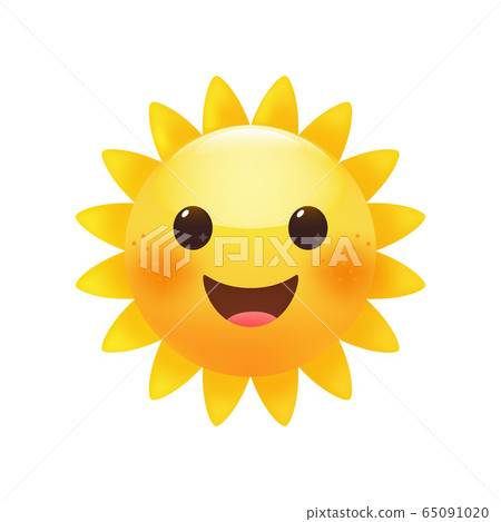 Sun bright yellow emoticon. Premium vector. - Stock Illustration ...