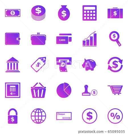 Money gradient icons on white background - Stock Illustration [65095035 ...