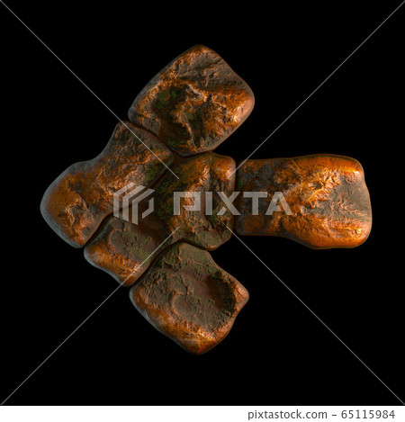Rocky symbol left arrow. Font of stone on black... - Stock Illustration ...
