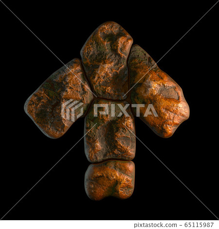 Rocky symbol up arrow. Font of stone on black... - Stock Illustration ...