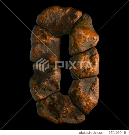 Rocky number 0. Font of stone isolated on black... - Stock Illustration ...