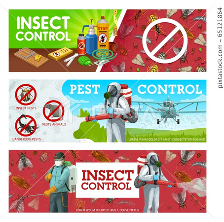 Insects pest control, aerial insecticide service - Stock Illustration ...
