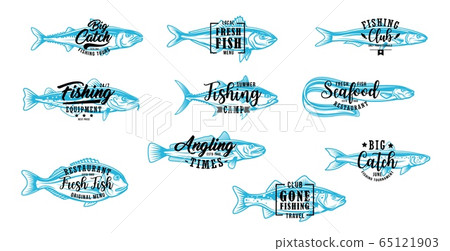 Fishing club, fish market and seafood symbols-插圖素材 [65121903] - PIXTA圖庫