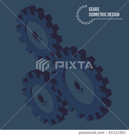 Vector illustration of isometric gears on the...-插圖素材 [65122901] - PIXTA圖庫
