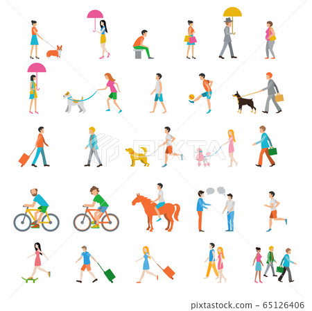 People on the street. Neighbors. Flat icons. - Stock Illustration ...