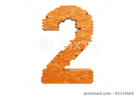 Number 2 from building bricks, 3D rendering - Stock Illustration ...