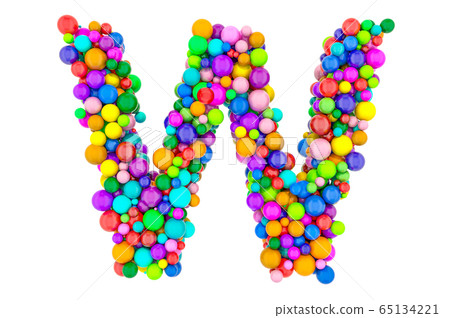 Letter W from colored balls, 3D rendering - Stock Illustration ...