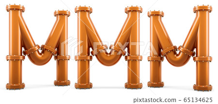 Letter M from copper pipes, 3D rendering - Stock Illustration [65134625 ...
