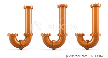 Letter J from copper pipes, 3D rendering - Stock Illustration [65134628 ...