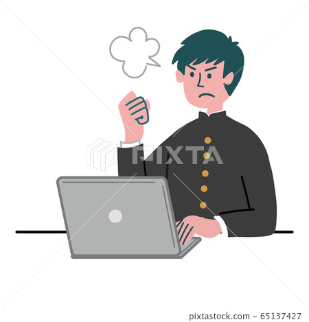 Gakuran student boy computer angry - Stock Illustration [65137427] - PIXTA