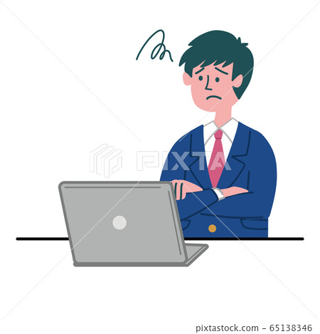 Blazer student male computer troubled - Stock Illustration [65138346 ...