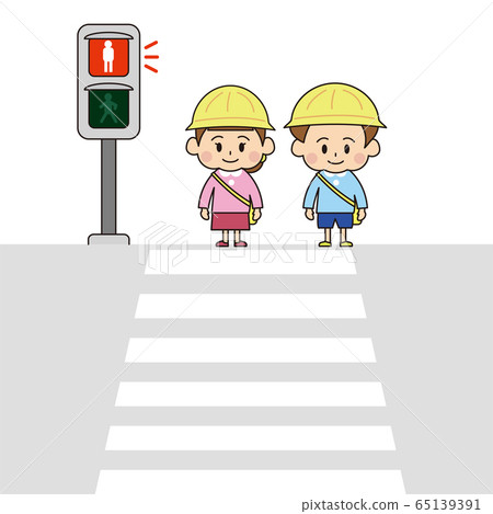 Boy and girl waiting for red light - Stock Illustration [65139391] - PIXTA