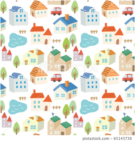 Town pattern __ hand drawn - Stock Illustration [65143738] - PIXTA