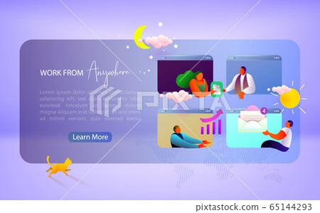 Concept of remote working and work from anywhere. - Stock Illustration ...