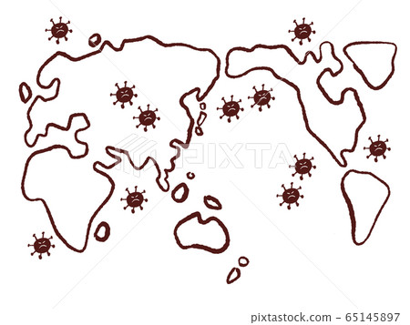 World map virus line drawing on white background - Stock Illustration ...